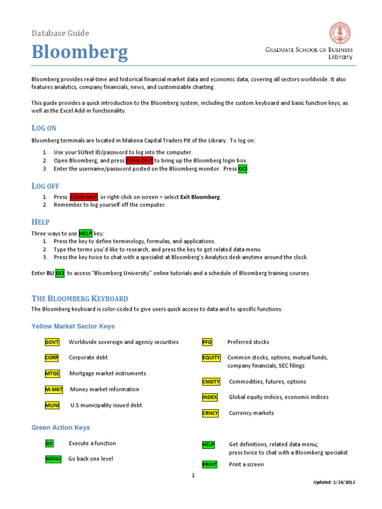 Bloomberg Manual | PDF | Spreadsheet | Microsoft Excel