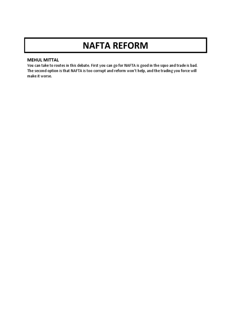 NAFTA Reform and Its Impacts | PDF | North American Free Trade ...