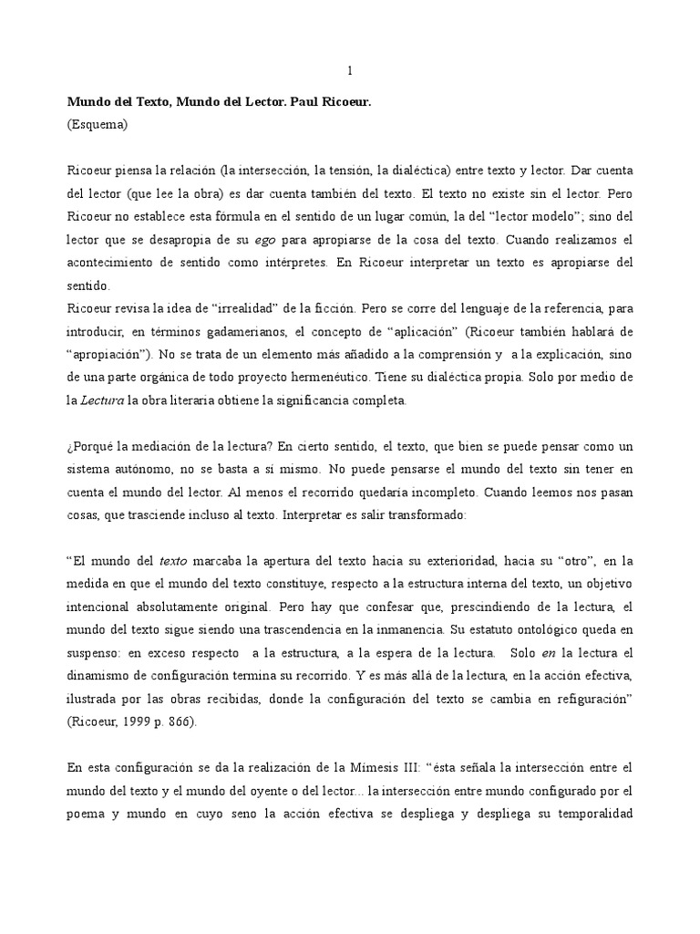 Mundo Del Texto, Mundo Del Lector | PDF | Lectura (proceso) | Retórica