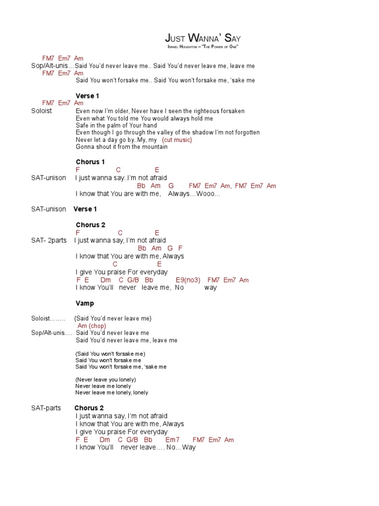 Just Wanna Say - Israel Houghton | PDF | Elements Of Music | Music Theory