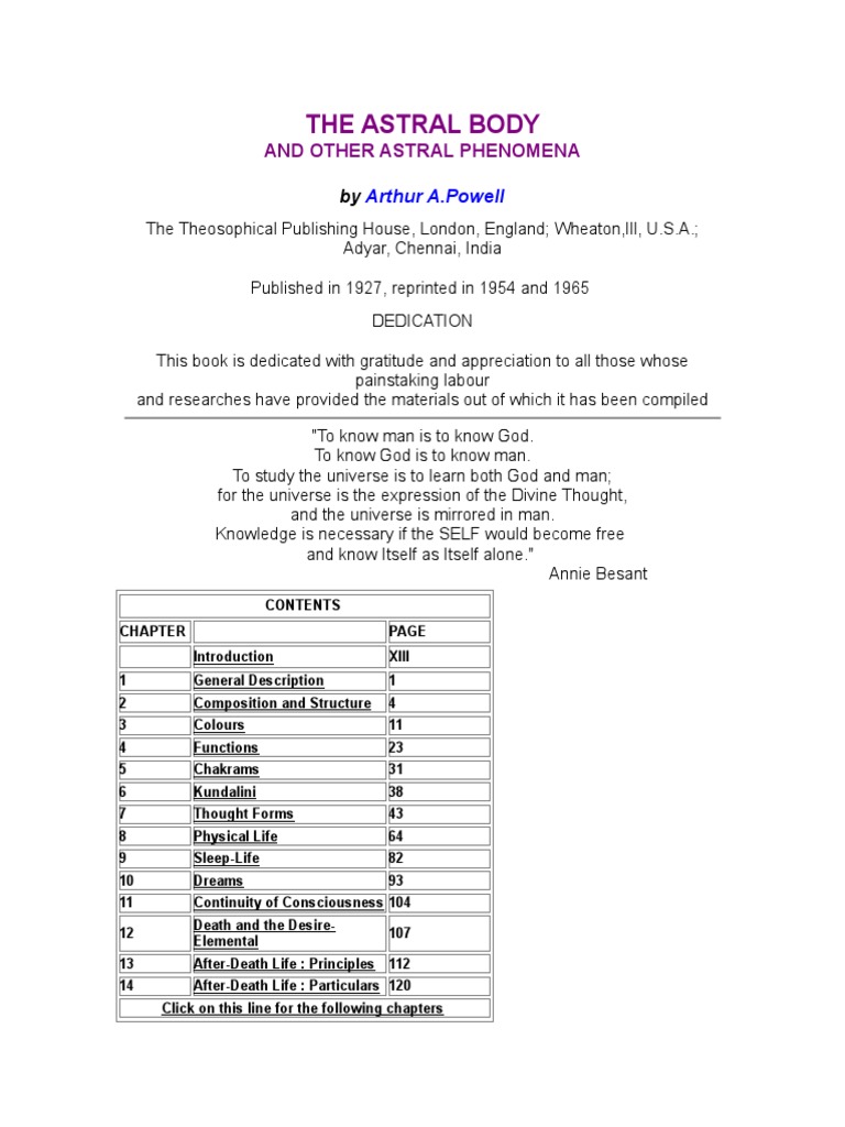 Arthur E Powell The Astral Body 1927 | PDF | Language Arts & Discipline