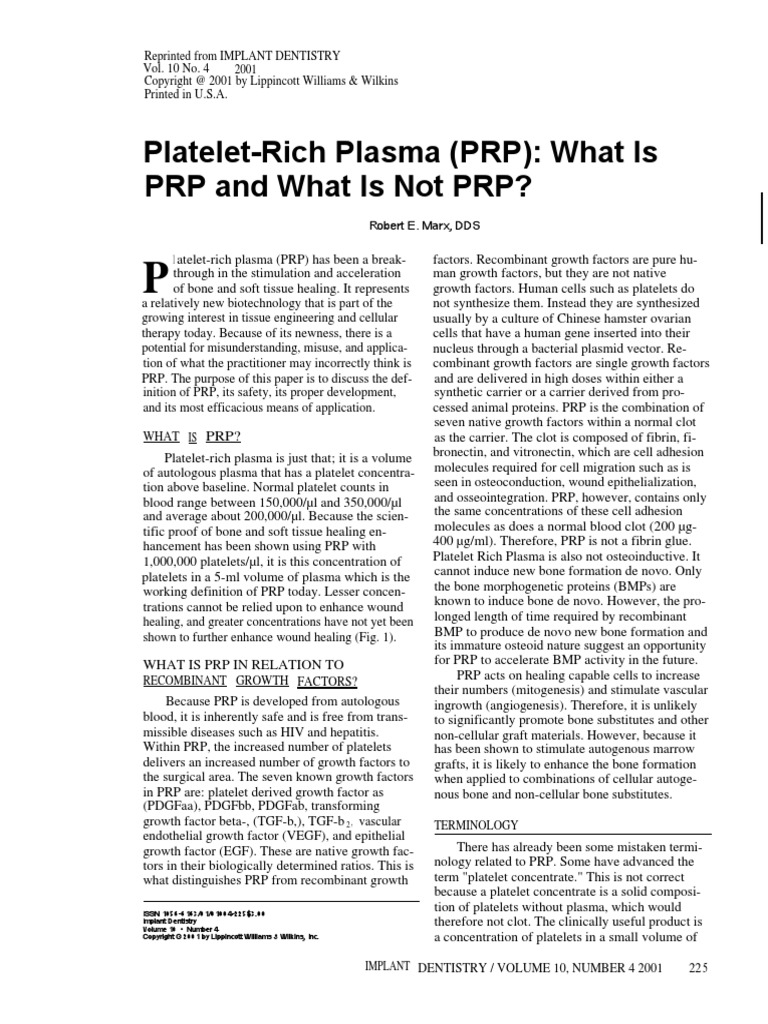 PRP What Is PRP and What Is Not | PDF | Blood Cell | Platelet