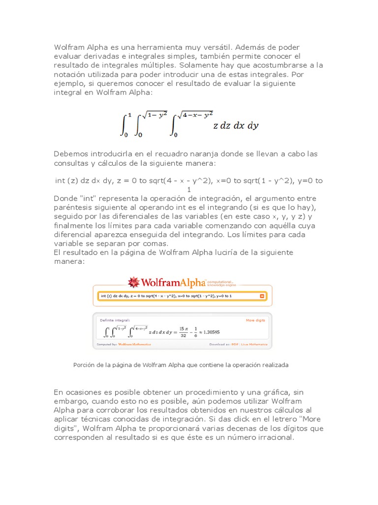 Integrales Múltiples en Wolfram Alpha | PDF | Integral | Logaritmo