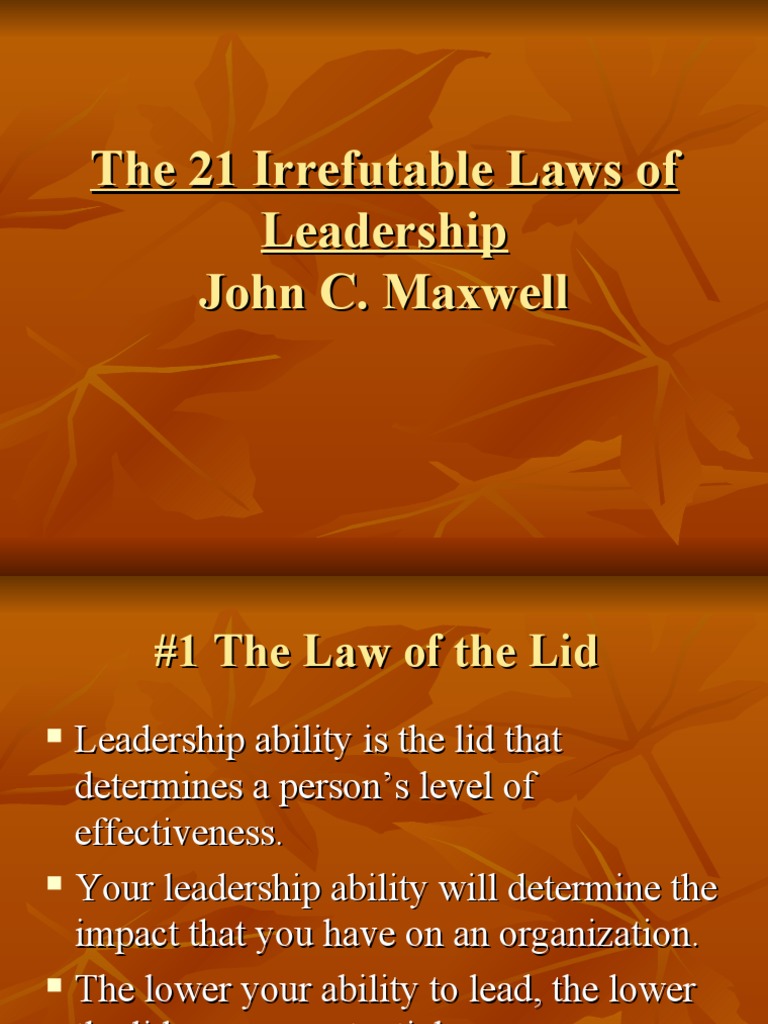 Laws of Leadership John C Maxwell | PDF | Intuition | Leadership