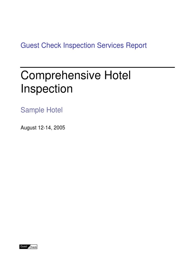 Hotel Inspection Report | PDF | Restaurants | Resort