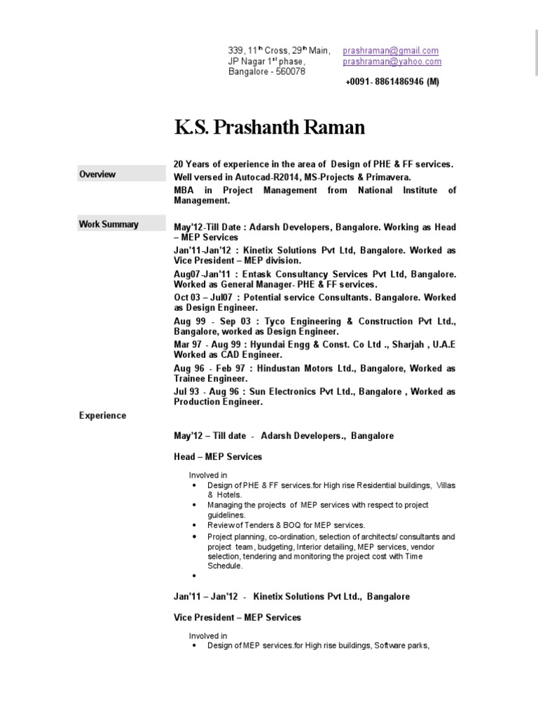Prashanth Raman Resume | PDF