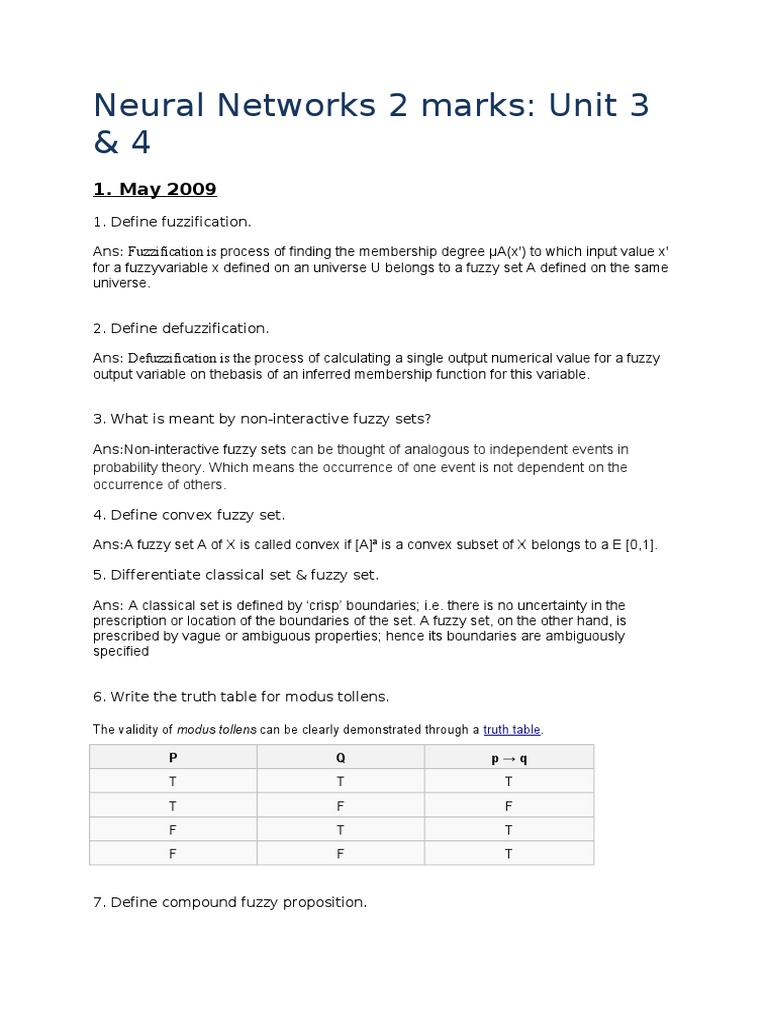 III&IV Unit Two Marks | PDF | Fuzzy Logic | Logic