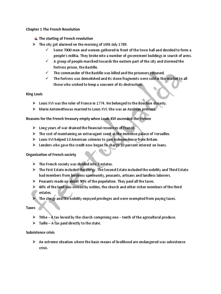 The French Revolution Notes 2 | French Revolution | France