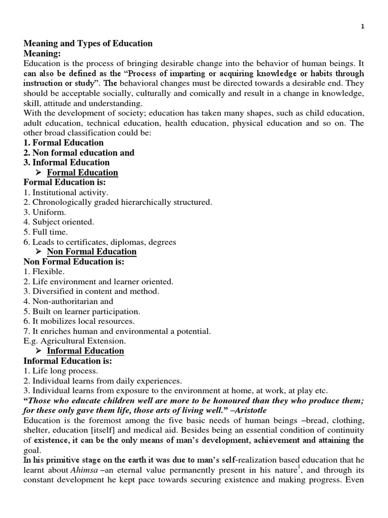 Meaning and Types of Education | PDF | Muhammad | Hadith