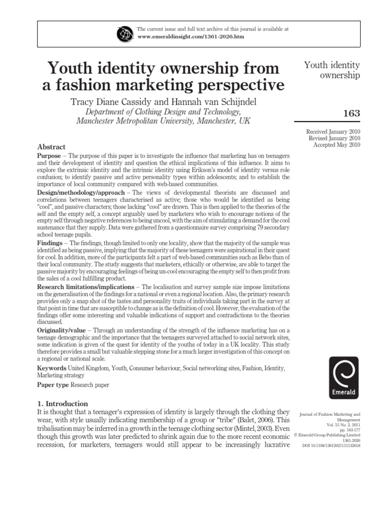 Youth Identity Ownership From A Fashion Marketing Perspective | PDF ...