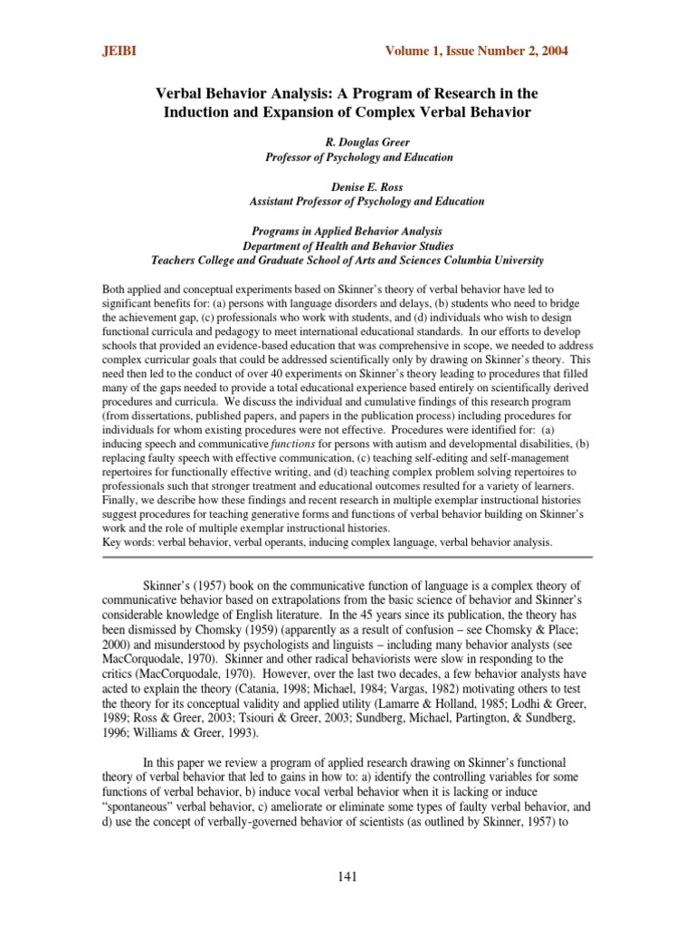 Verbal Behavior Analysis | PDF | Reinforcement | Behaviorism