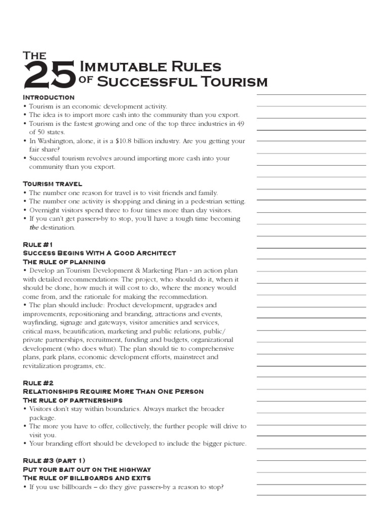 25 Inmmutables Rules of Succesful Tourism | PDF | Tourism | Public Toilet