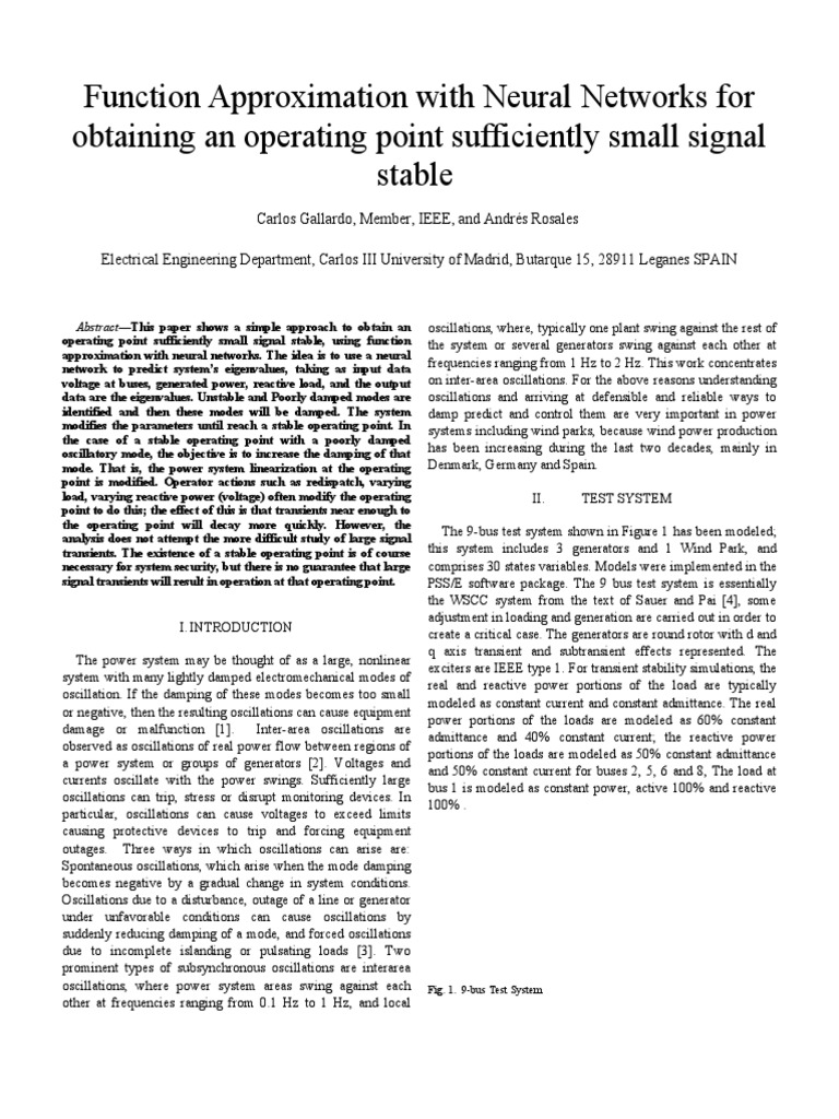 Function Approximation With Neural Networks For Obtaining An Operating ...