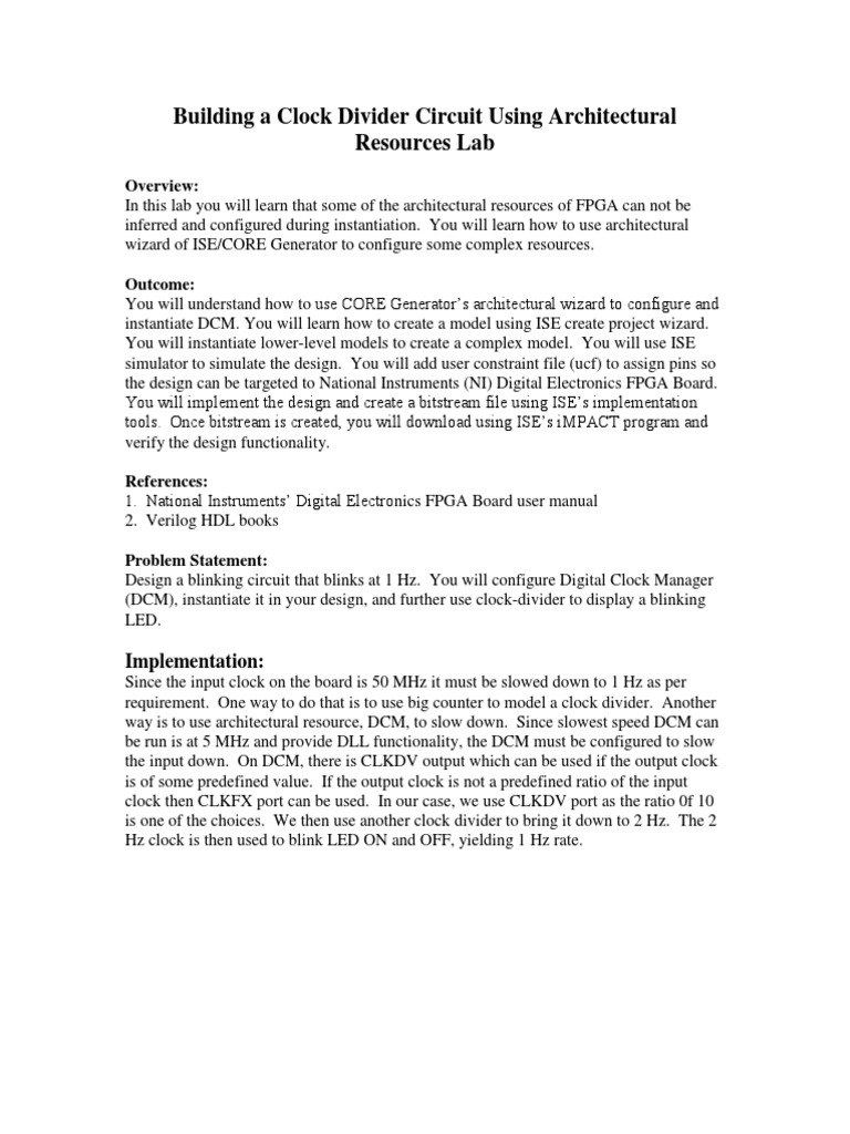 Clock Divider Lab | PDF | Field Programmable Gate Array | Vhdl