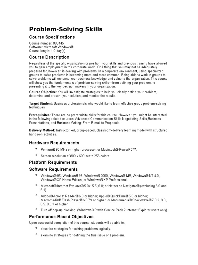 Problem Solving Skills | PDF | Areas Of Computer Science | Learning
