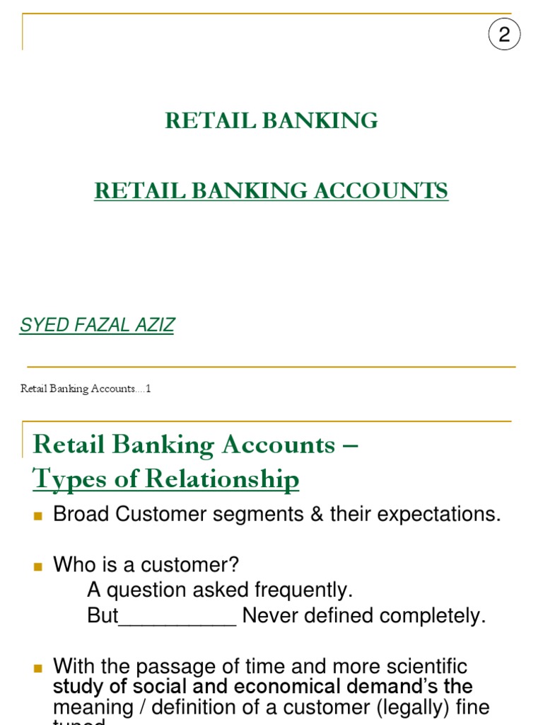 Retail Banking Accounts Overview | PDF | Partnership | Trust Law