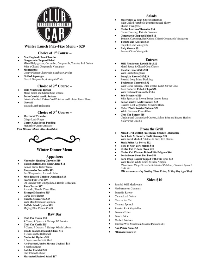 Club Car Menu | PDF | French Fries | Salad