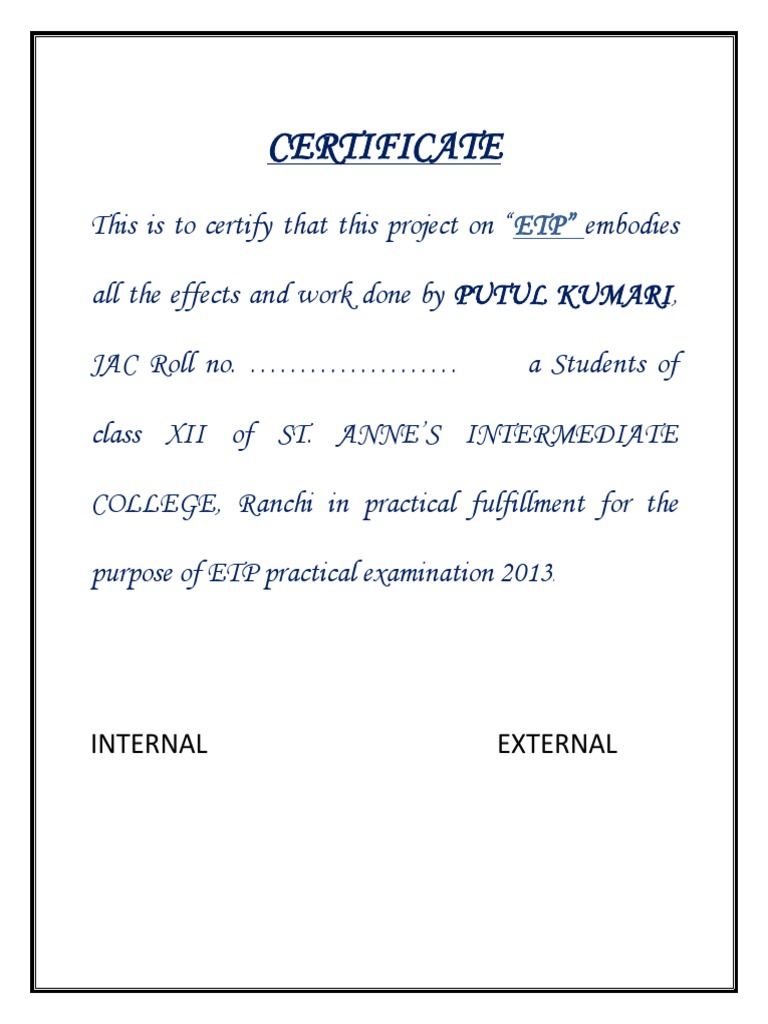 Certificate: Internal External | PDF