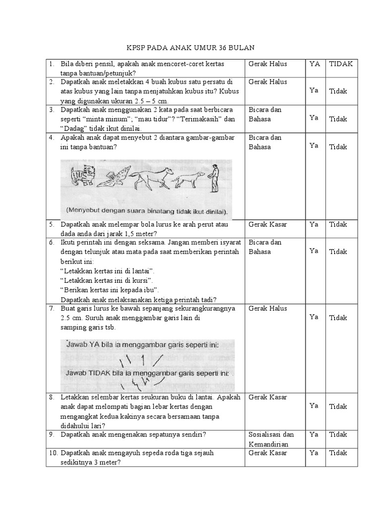 Kpsp Pada Anak Umur 36 Bulan