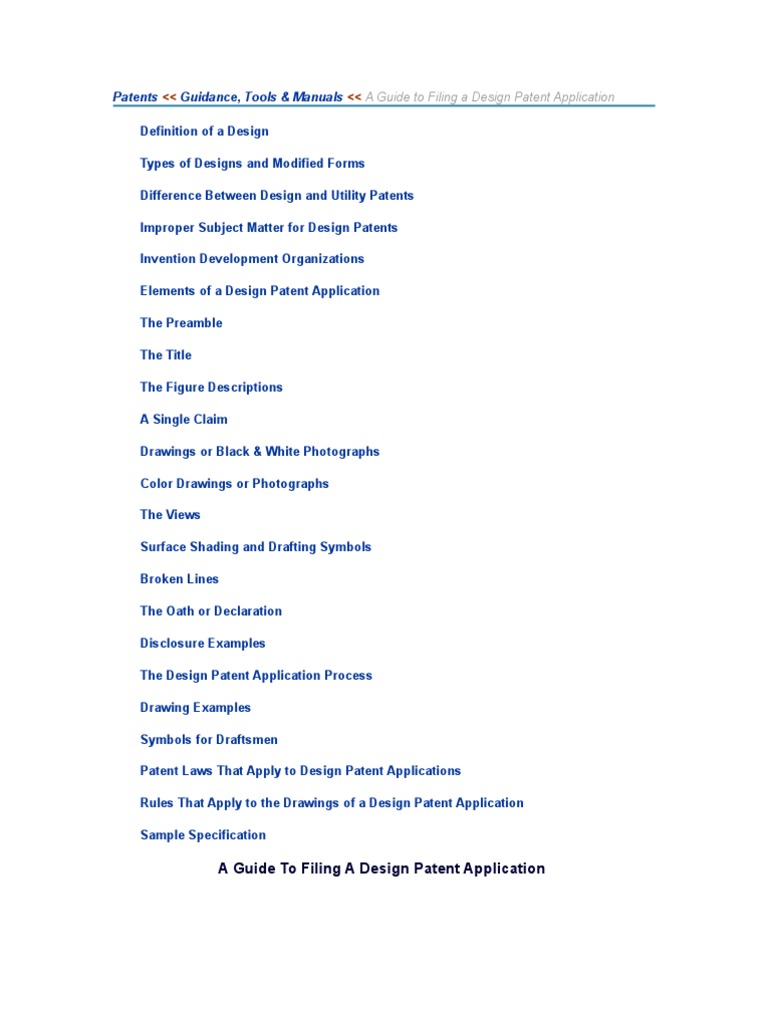 Patents Guidance, Tools & Manuals: A Guide To Filing A Design Patent ...