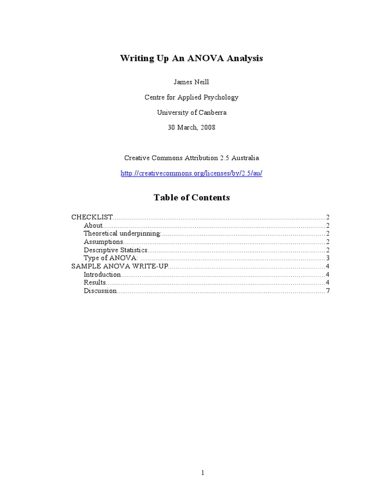 Writing Up An ANOVA Analysis | PDF | Statistics | Scientific Theories
