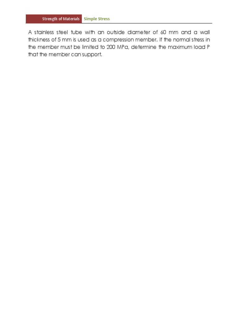 Simple Stress | PDF | Strength Of Materials | Stress (Mechanics)