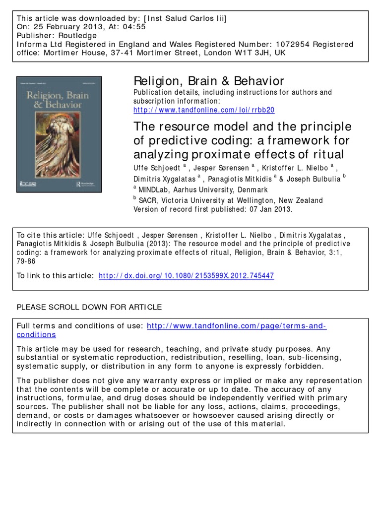 The Resource Model and The Principle of Predictive Coding - A Framework For Analyzing Proximate ...