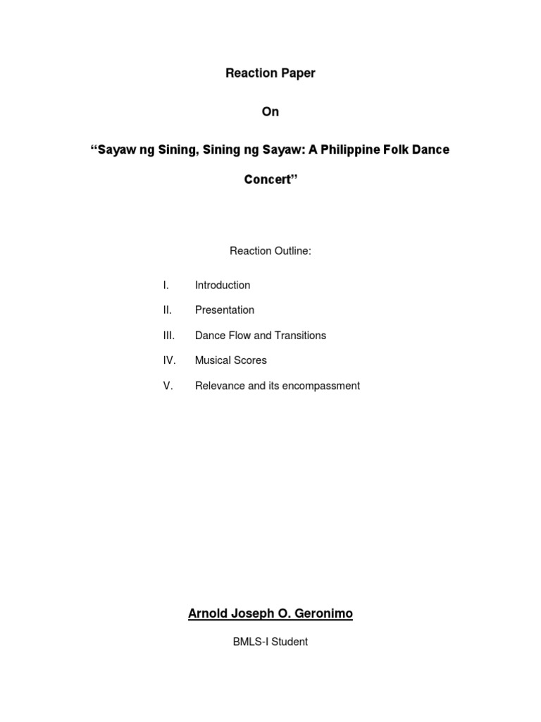 Reaction Paper (Presentation) | PDF | Dances | Entertainment