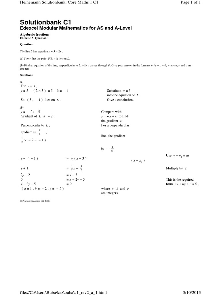 Solutionbank C1: Edexcel Modular Mathematics For AS and A-Level | PDF ...