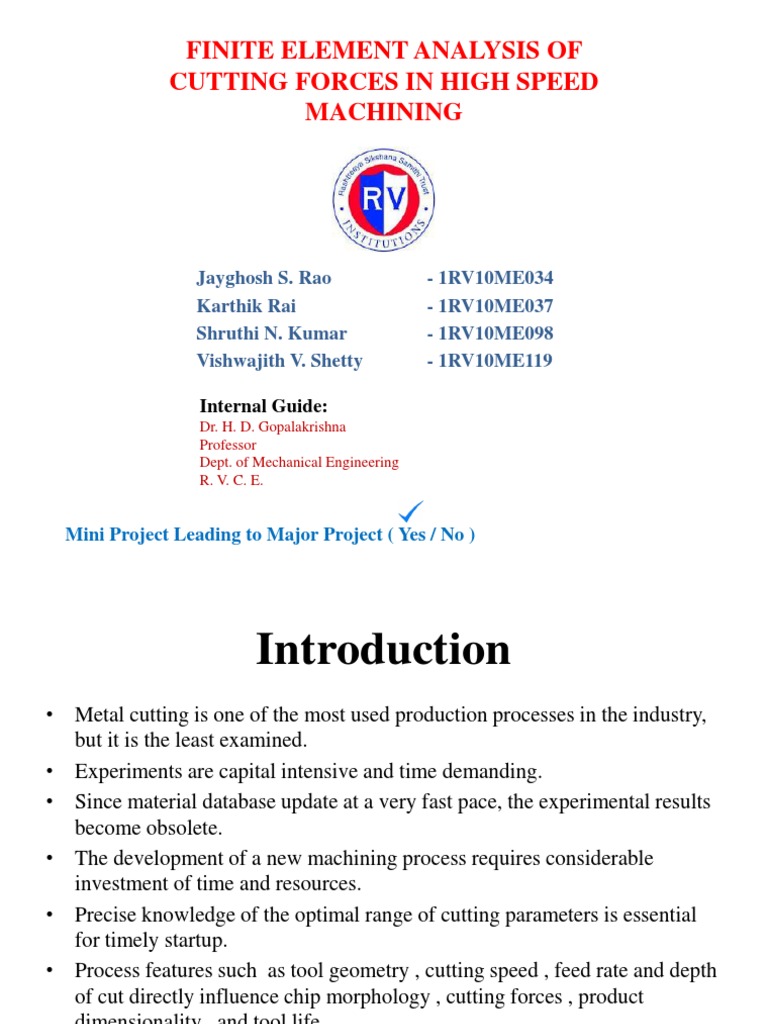 Finite Element Analysis of Cutting Forces in High Speed Machining | PDF | Finite Element Method ...