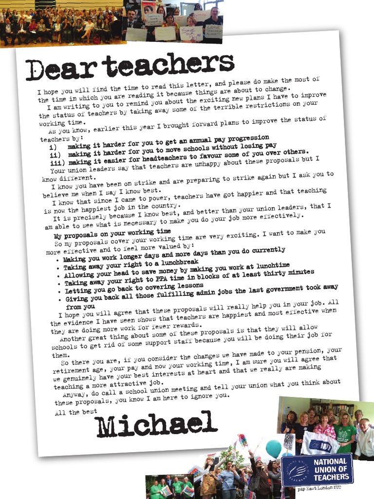 Dear Teachers Letter | PDF