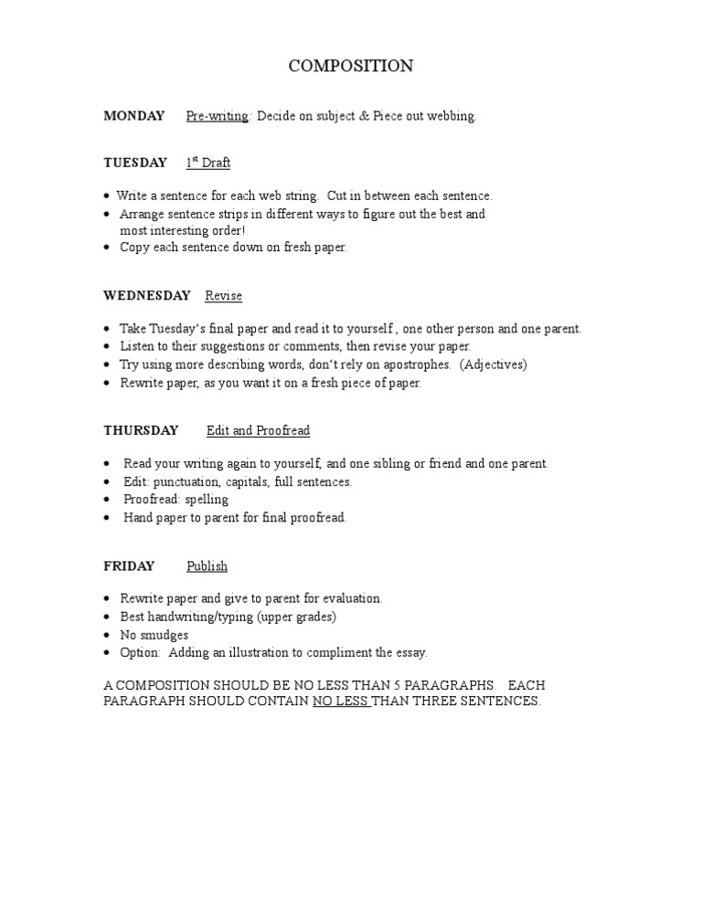 5-Day Composition Writing Guide | PDF | Language Arts & Discipline ...