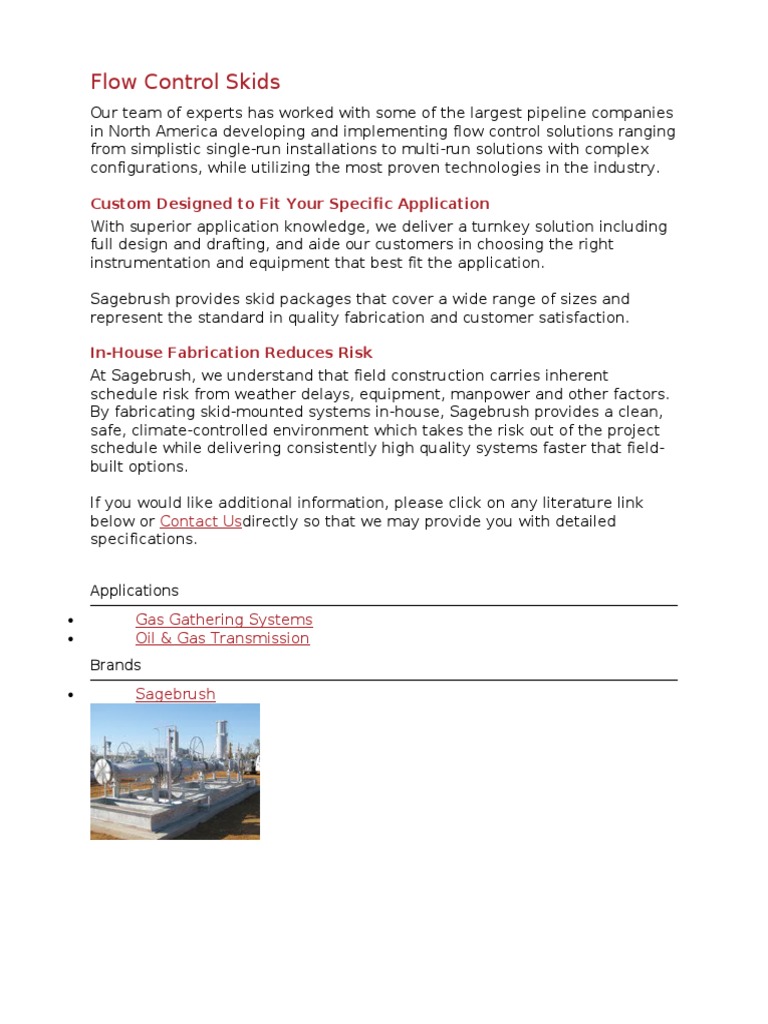 Flow Control Skids: Custom Designed To Fit Your Specific Application ...