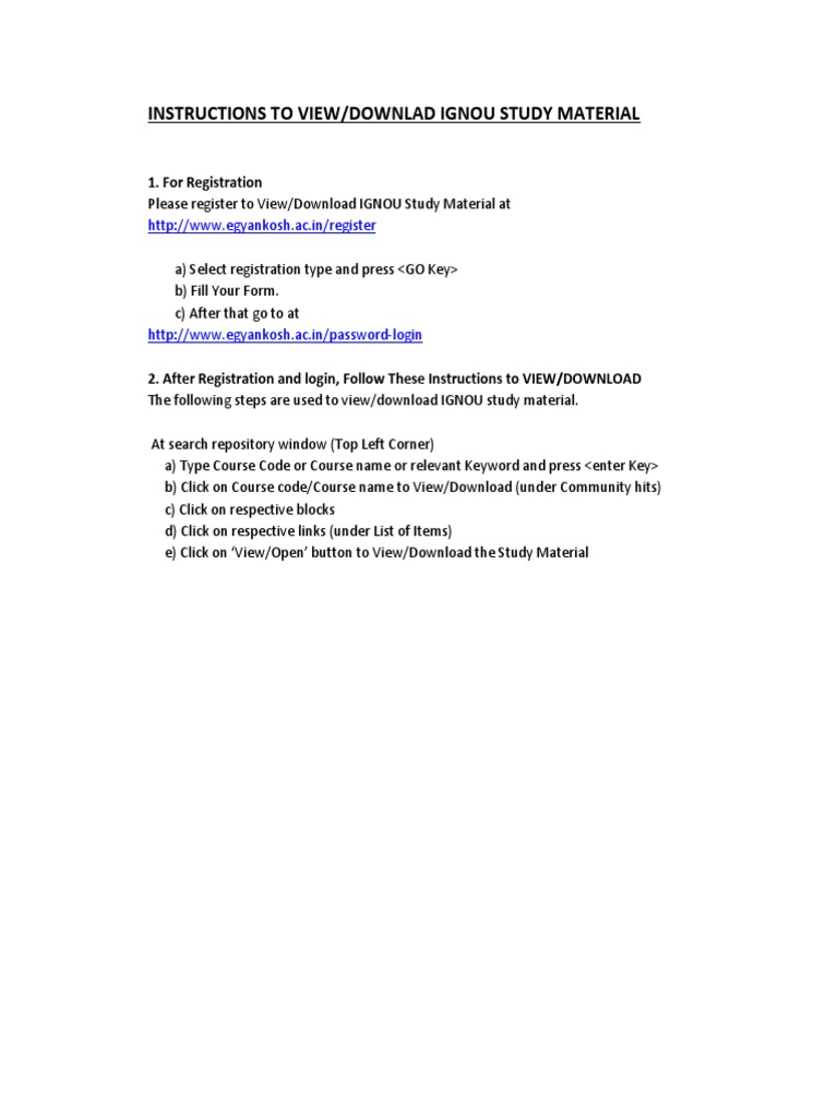 Accessing IGNOU Study Material Online | PDF
