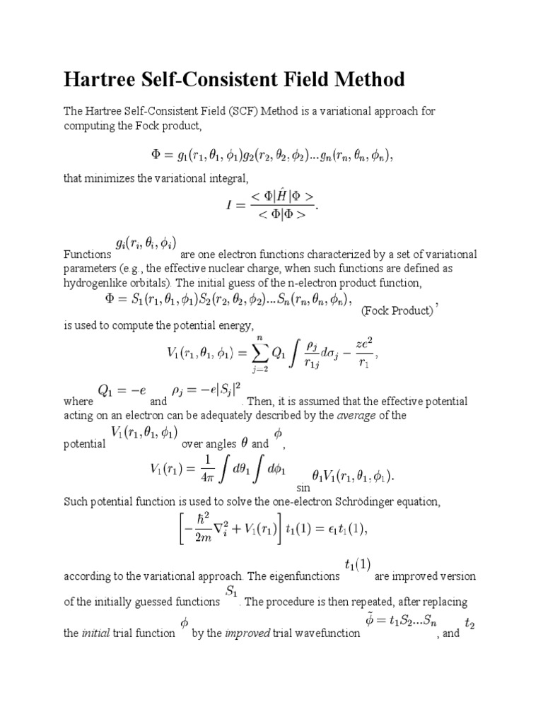 Hartree SCF Method Explained | PDF | Science & Mathematics | Computers