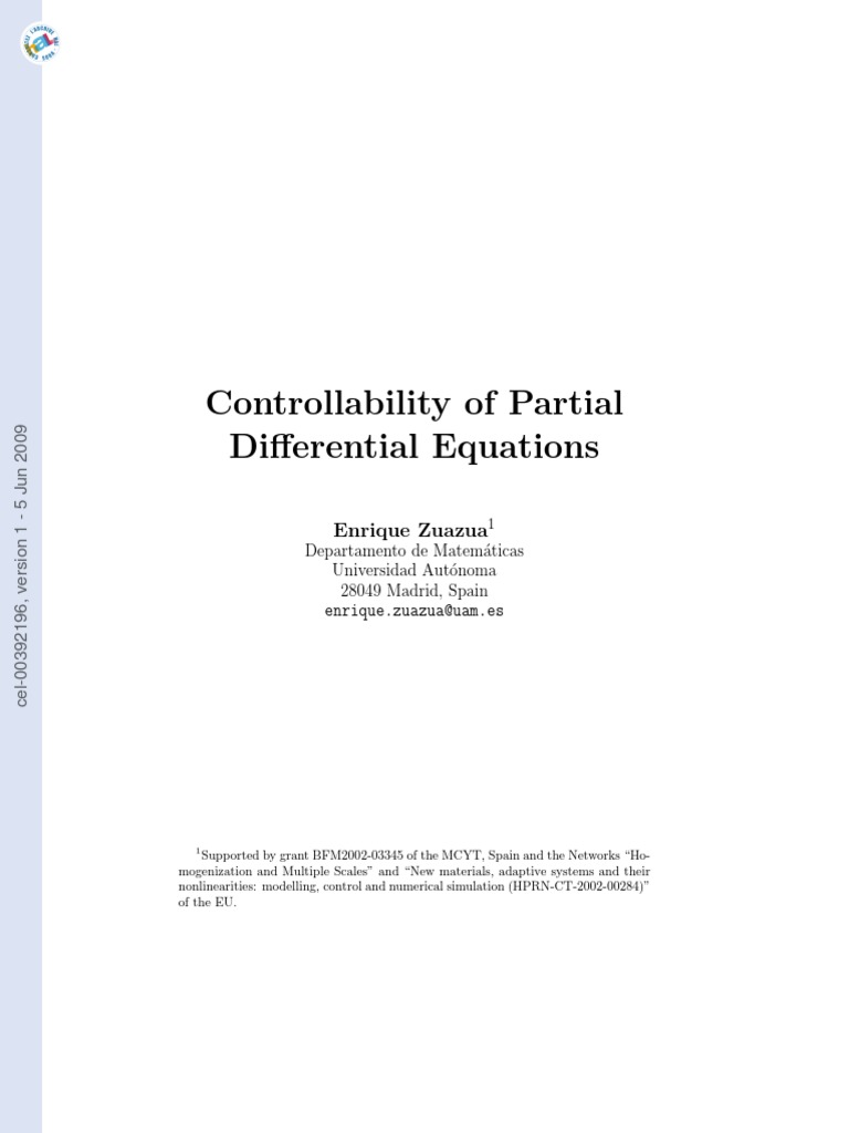 Zuazua | PDF | Calculus Of Variations | Control Theory