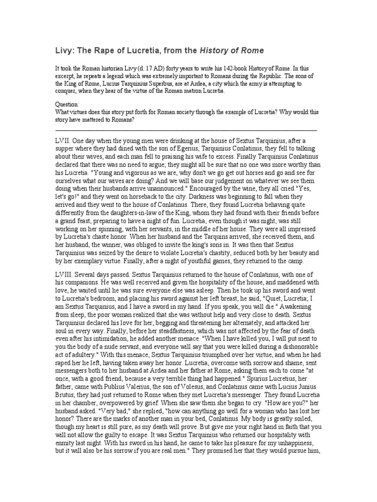 Livy - The Rape of Lucretia, From The History of Rome | PDF | Ancient ...