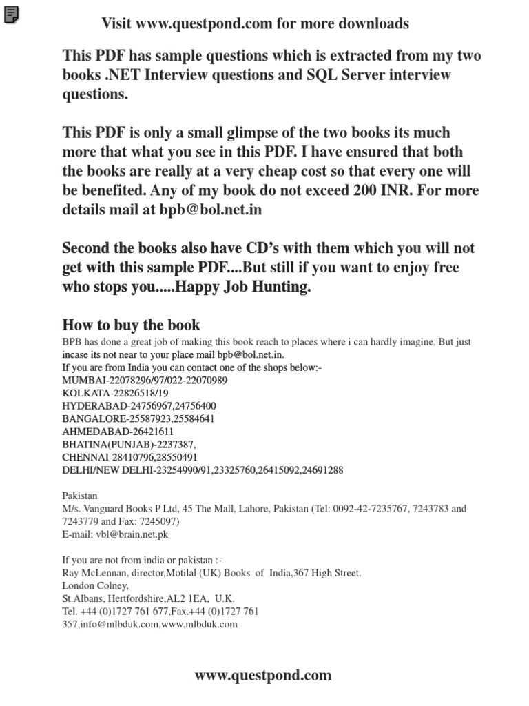 Sample Interview Question Book | PDF | Inheritance (Object Oriented Programming) | Component ...