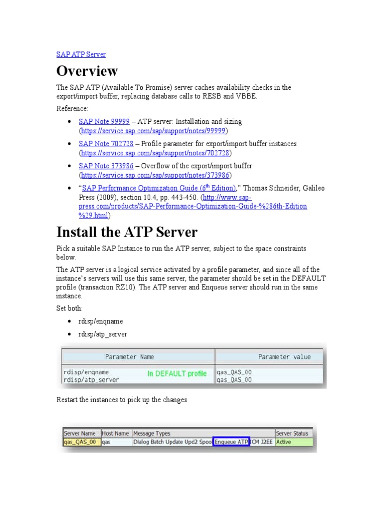 Sap Atp Server | PDF | Data Buffer | Databases
