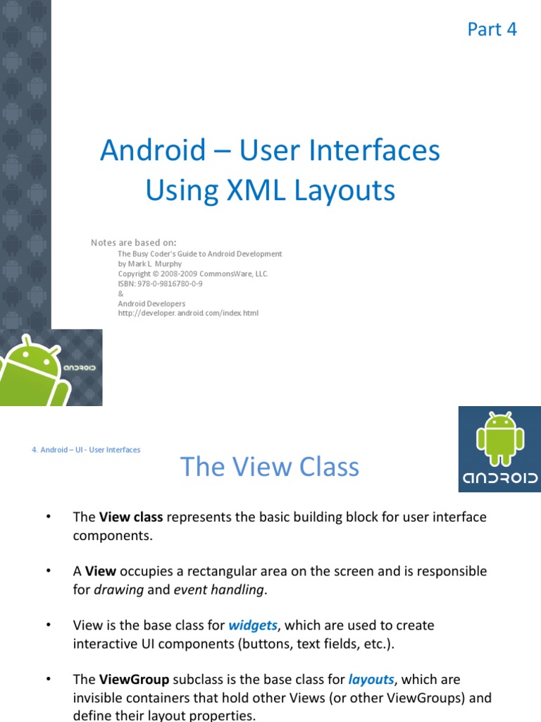 Android Chapter04 User Interfaces Pdf Widget Gui Icon Computing