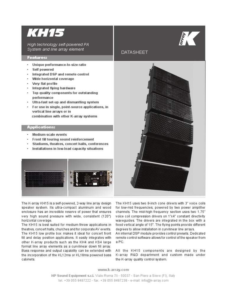 KH15 Datasheet B | PDF | Loudspeaker | Electronic Engineering