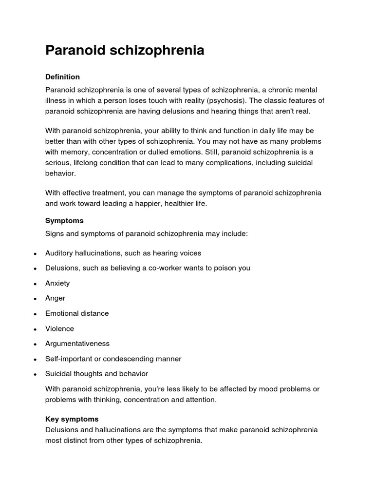 Paranoid Schizophrenia | Schizophrenia | Antipsychotic
