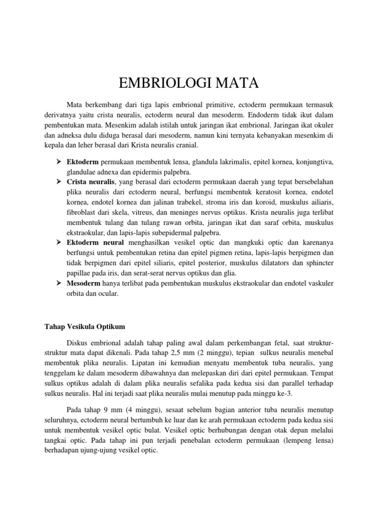 Embriologi Mata | PDF | Sains & Matematika