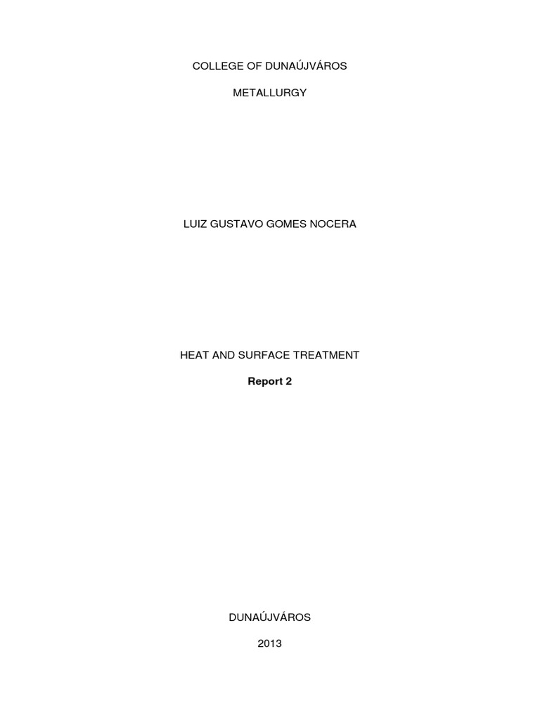 College of Dunaújváros Metallurgy: Report 2 | PDF | Chemical Reactions ...