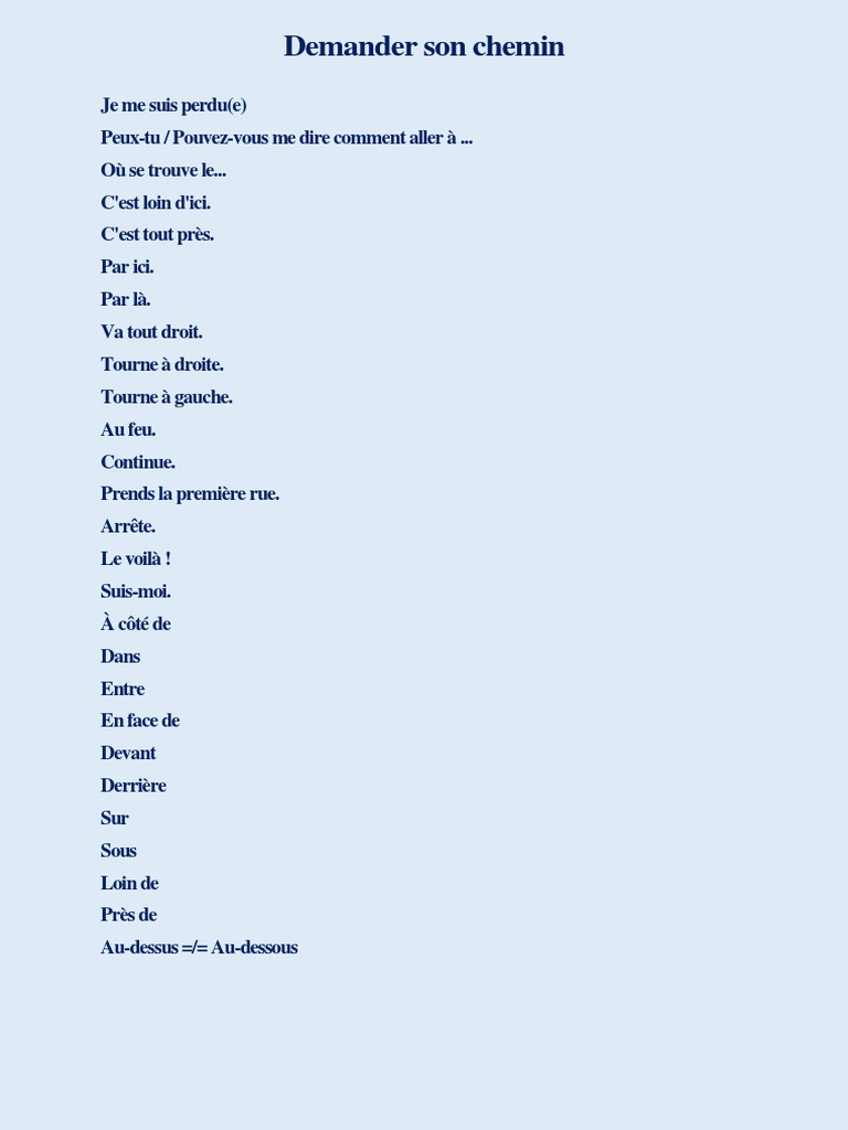 Expressions Usuelles Demander Son Chemin | PDF