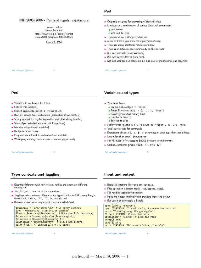 Perl and Regular Expressions 1 Perl and Regular Expressions 1 | PDF ... Perl and Regular Expressions 1 Perl and Regular Expressions 1 | PDF ...
