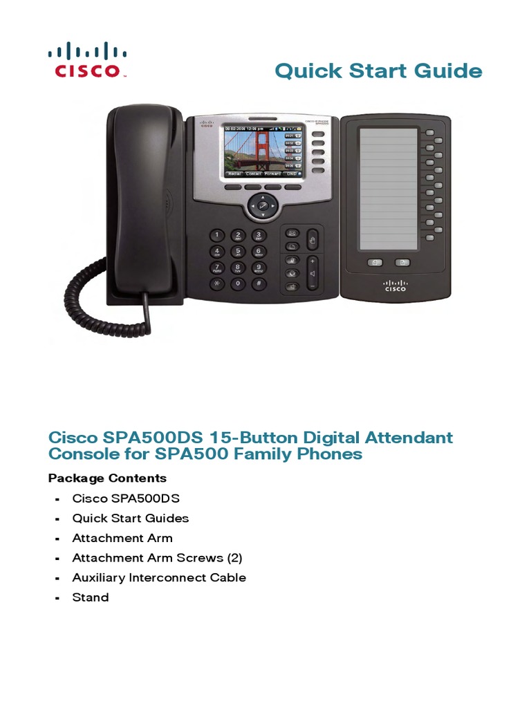 Quick Start Guide: Cisco SPA500DS 15-Button Digital Attendant Console ...