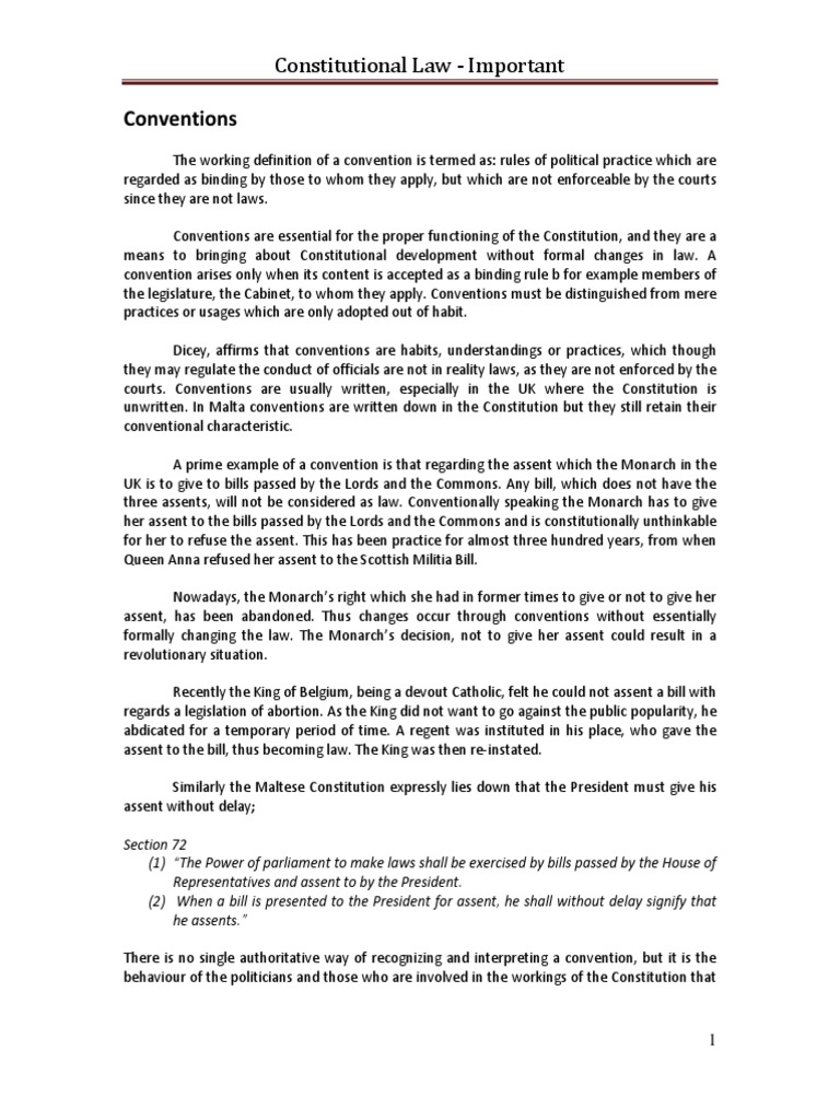 Constitutional Law - Main Notes | PDF | Prime Minister | Constitution