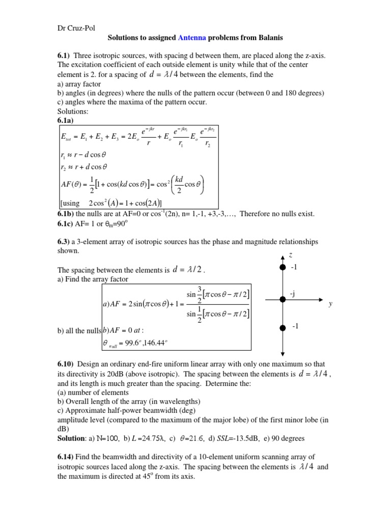 Antenna Array Design Solutions | PDF | Waves | Radio Technology