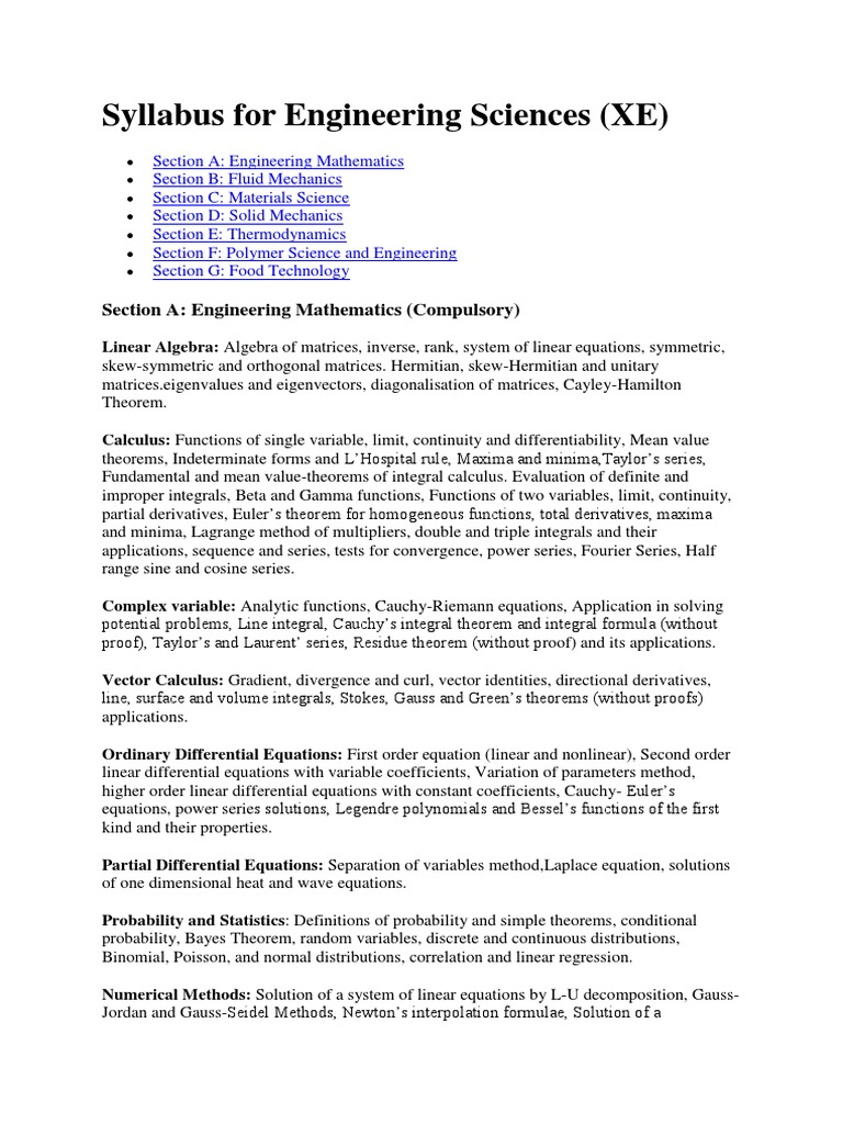 Syllabus For Engineering Sciences | PDF